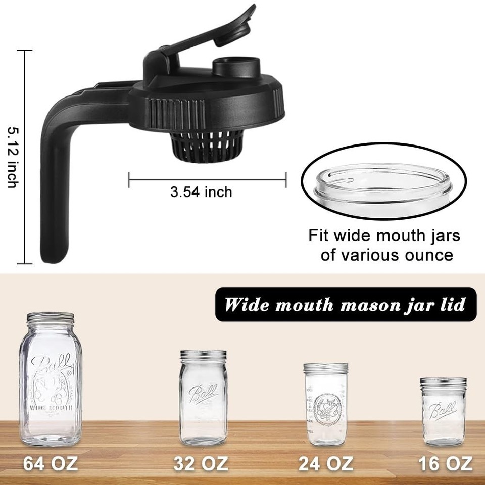 Wide Mouth Mason Jar Lids Flip Cap with Handle Wide Mouth Pour Spout ...