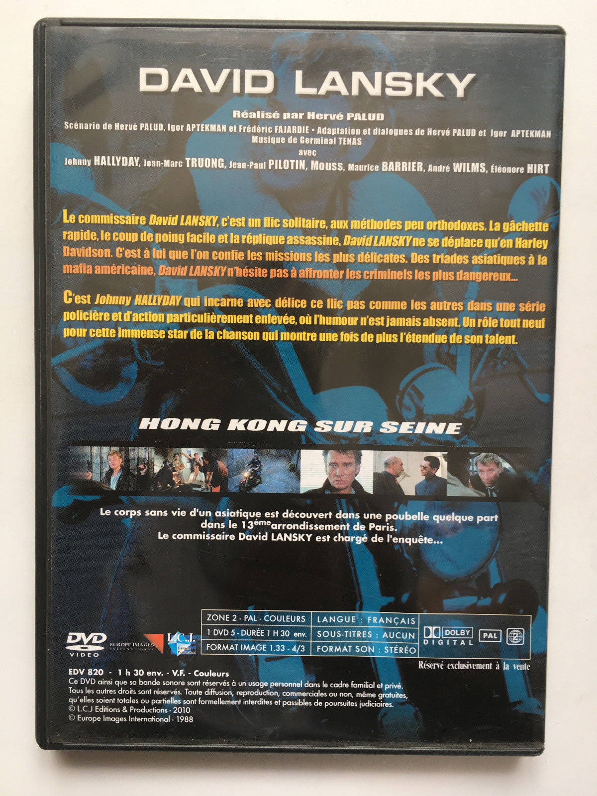 DAVID LANSKY : JOHNNY HALLYDAY .... DVD N°1 ..... HONG KONG SUR SEINE ...
