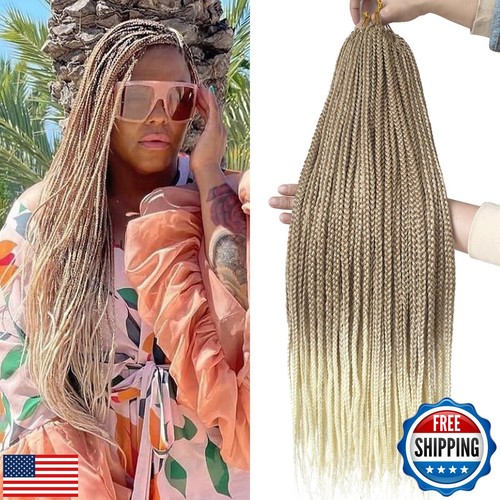T27/613 Blonde Crochet Box Braids Pre Looped 24 Inch Ombre Blonde Box ...