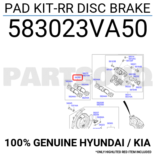 583023VA50 Genuine Hyundai / KIA PAD KIT-RR DISC BRAKE | eBay
