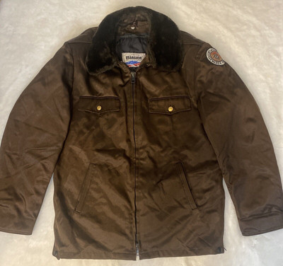 Mens Blauer Police Military Bomber Jacket Brown Lined Size 40L W/Patch ...