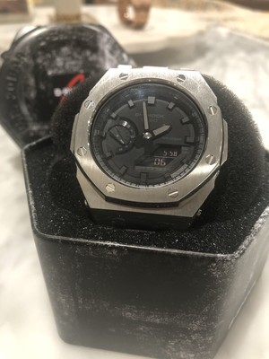 Silver Custom Casio G-Shock GA2100 Mod Watch Casioak Gift For Man Ship ...