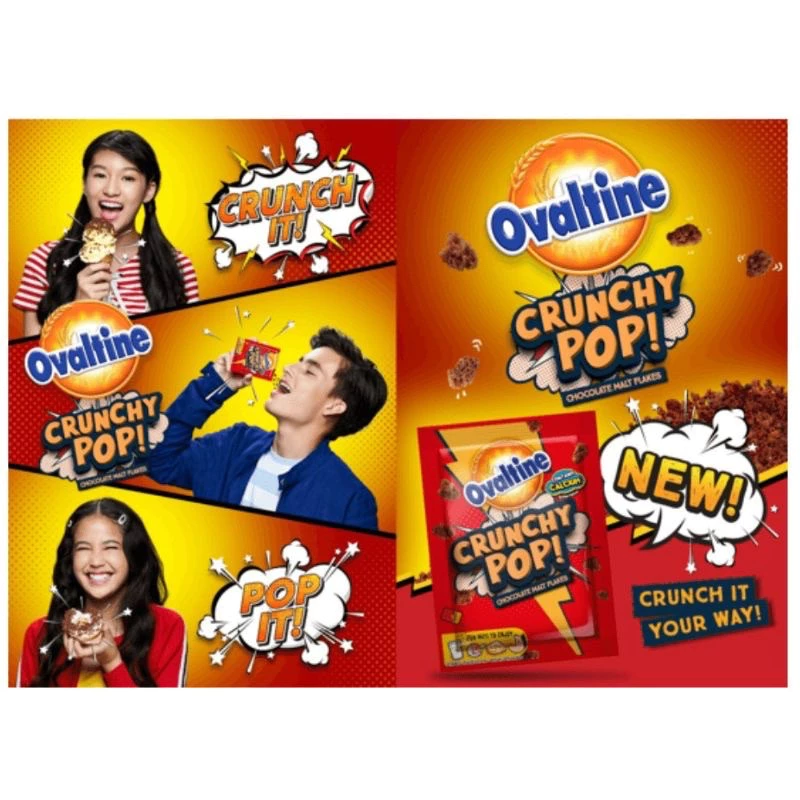 Ovaltine Crunchy Pop Chocolate Malt Flakes Sweets Calcium 15 SACHETS x ...
