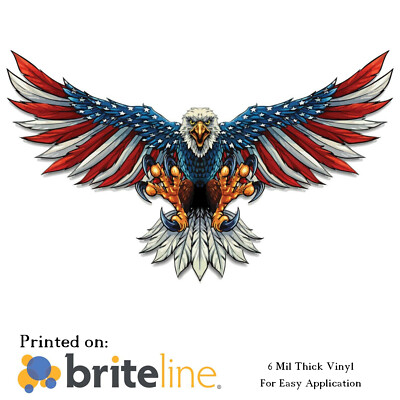 American Flag Bald Eagle USA Made Decal Sticker Truck Vehicle Window ...