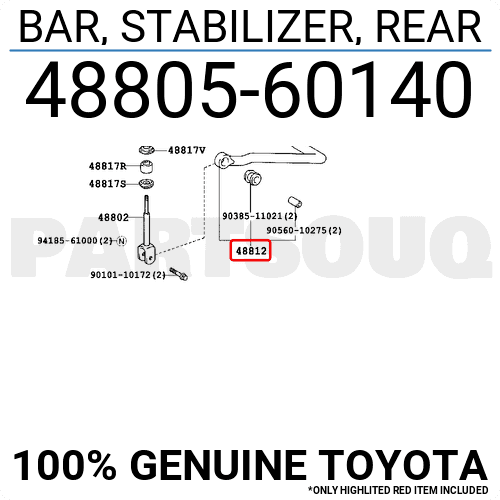 4880560140 Genuine Toyota BAR, STABILIZER, REAR 48805-60140 | eBay