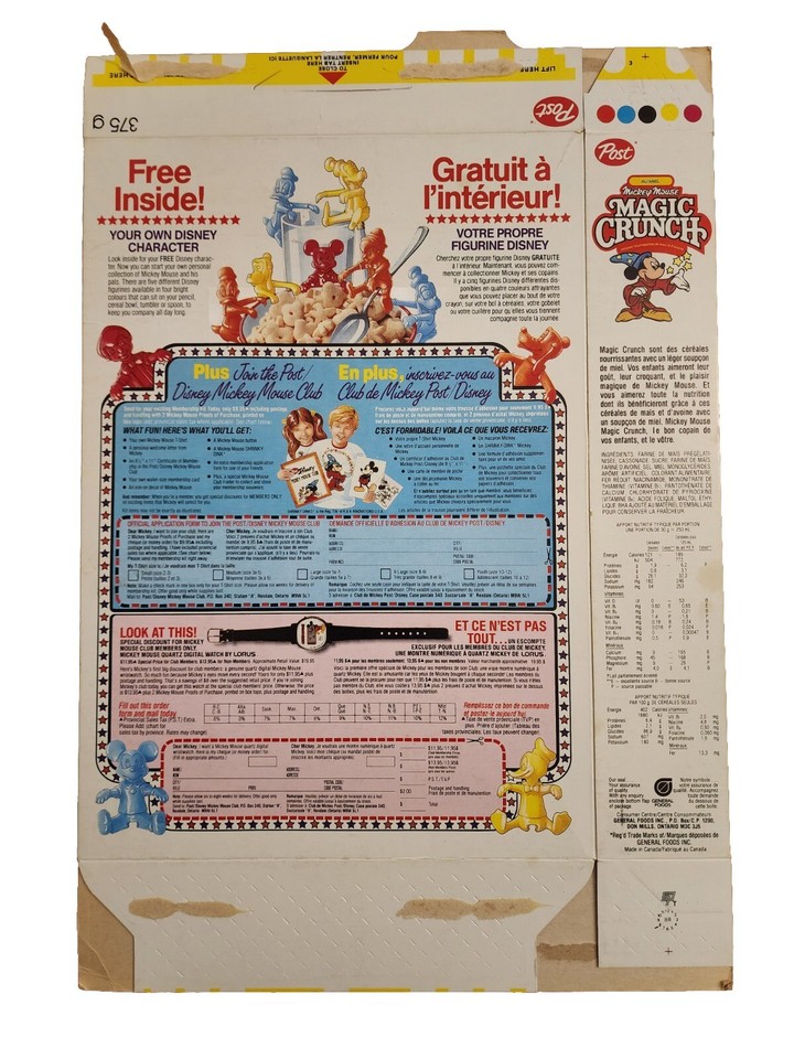 1988 Post Mickey Mouse MAGIC CRUNCH Cereal Box (with "NEW" flash) | eBay