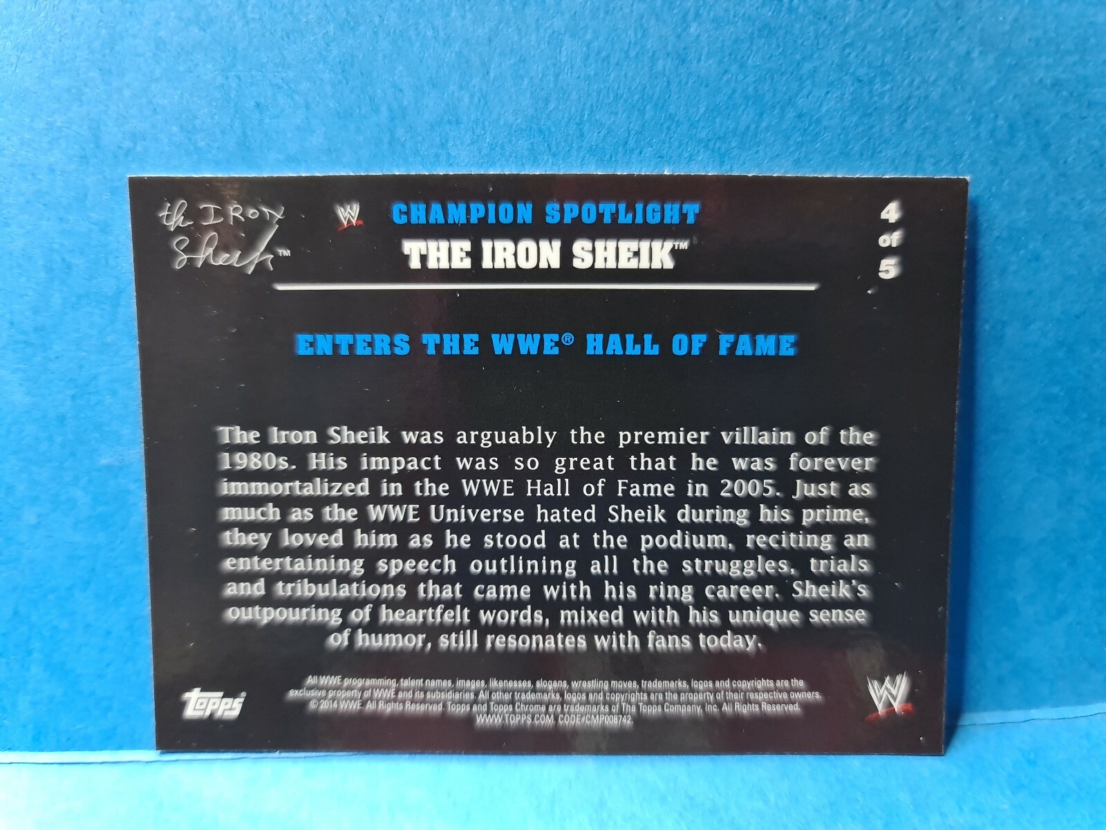 THE IRON SHEIK🏆2014 Topps #4 WWE "Champion Spotlight" CHROME Card 🏆FREE ...