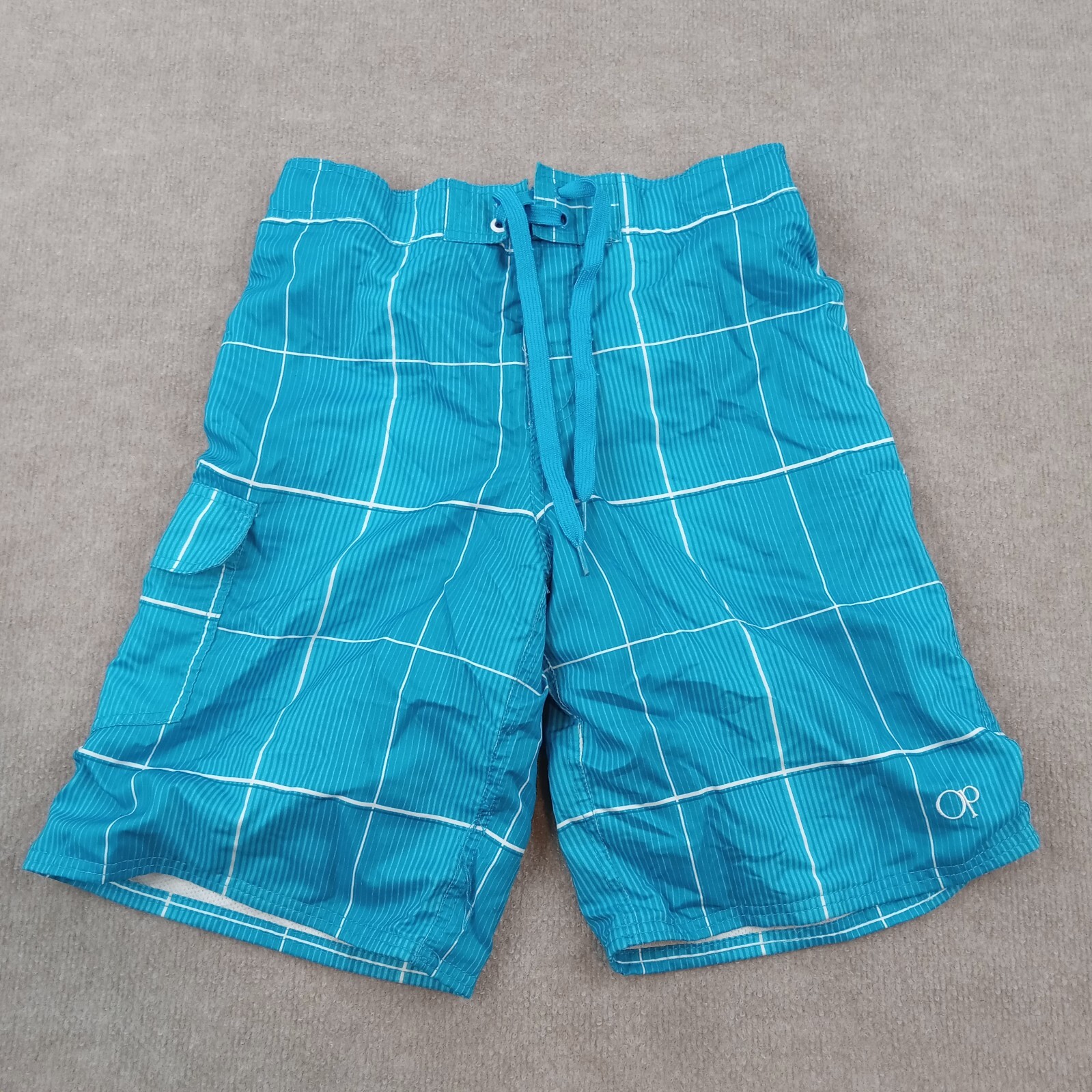 Ocean Pacific Swim Trunks Mens Small Blue Mesh Lined Pockets Casual ...