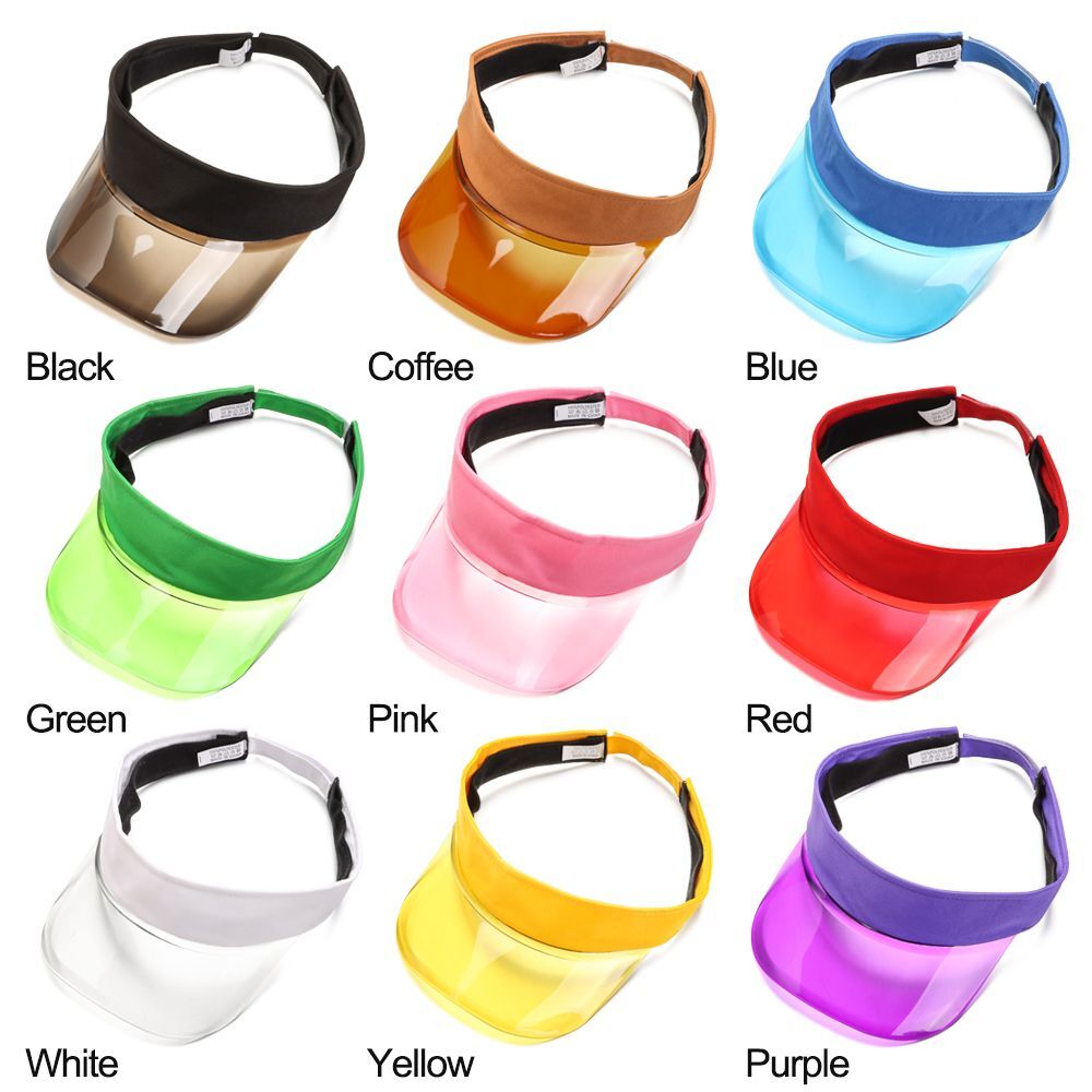 Men Women Lightweight PVC Sun Visor Sports Hat Beach Cap UV Protective ...
