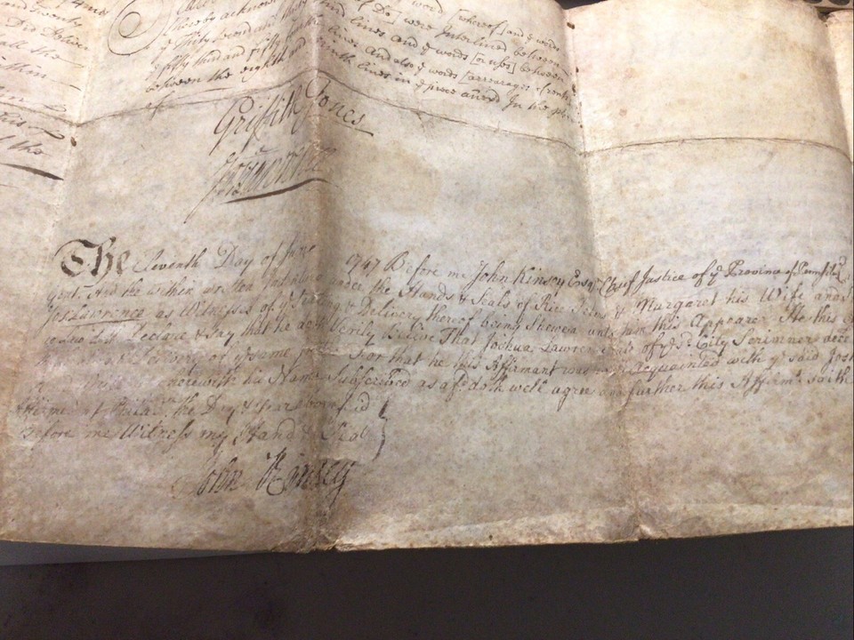 T556 Indenture Land Deed 1720! Early Colonial America Cheltenham Peters ...