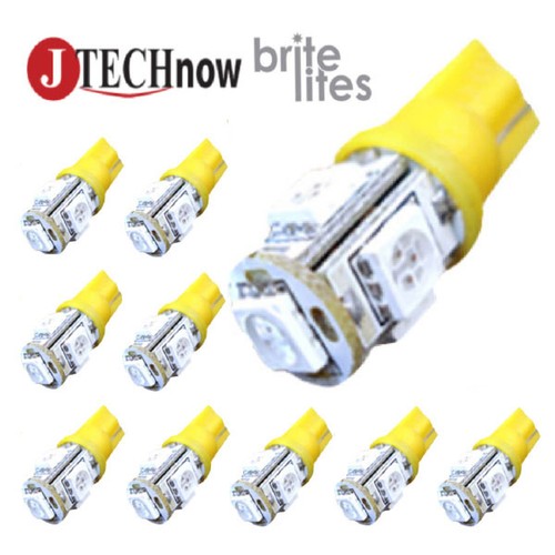Jtech 10x T10 5 SMD LED Yellow Super Bright Car Lights Bulb W5W, 194 ...