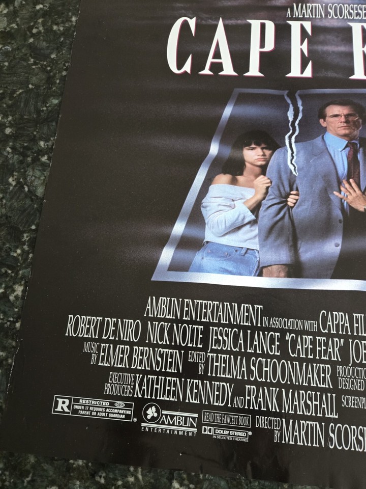 CAPE FEAR movie poster SCORSESE ROBERT DENIRO original 1991 27 X 40 ...