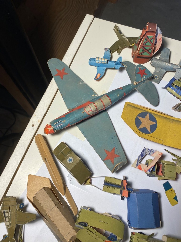 X84 Vtg Lot of WW2 Military Paper & Cardboard Cutouts Planes Subs Ships ...
