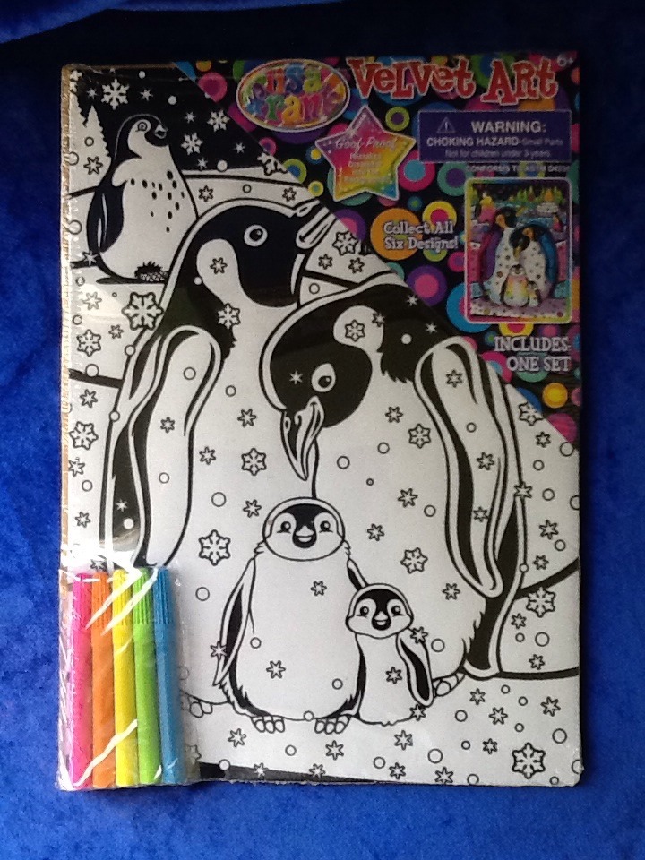 Lisa Frank Playful Pals Penguins Velvet Art Picture New Goof Proof Kids ...