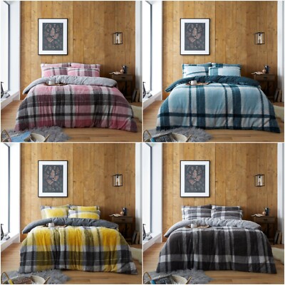 Teddy Fleece Windsor Check Checked Duvet Quilt Cover Bedding Set | eBay UK