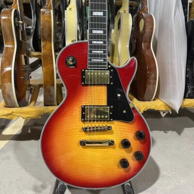 Custom Electric Guitar Cherry Sunburst Color Flame Maple Top Mahogany ...