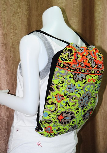 SALE Thai Hippie Backpack Purse String Bag Handmade Flower Print Twin ...