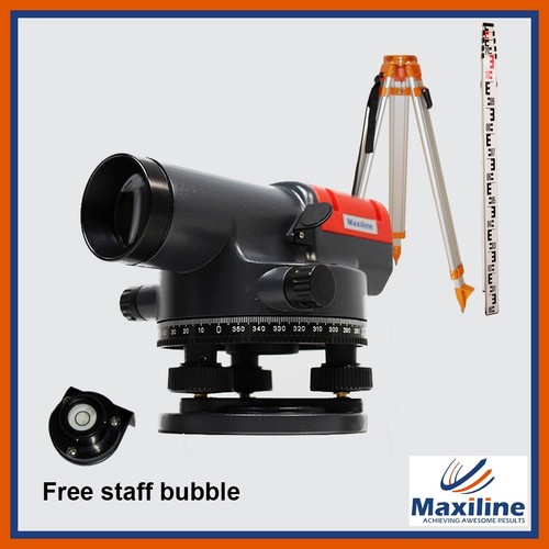 Automatic Dumpy Level w Tripod 5M Staff Rotary Rotating Base Builder's ...