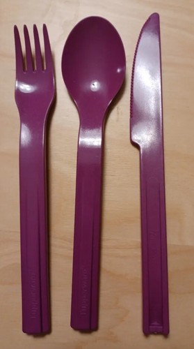 Tupperware Outdoor Picnic Dining Cutlery Set Knife Spoon Fork Purple ...