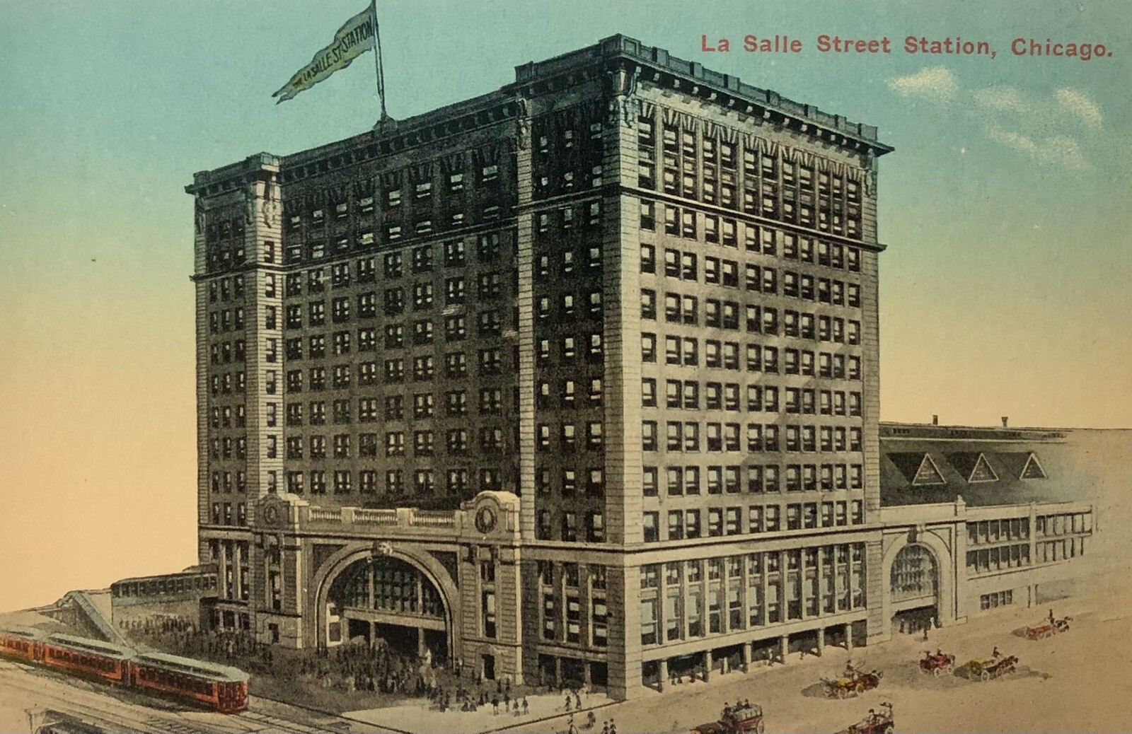 Postcard Chicago Illinois LaSalle Street Railway Train Station CRI ...