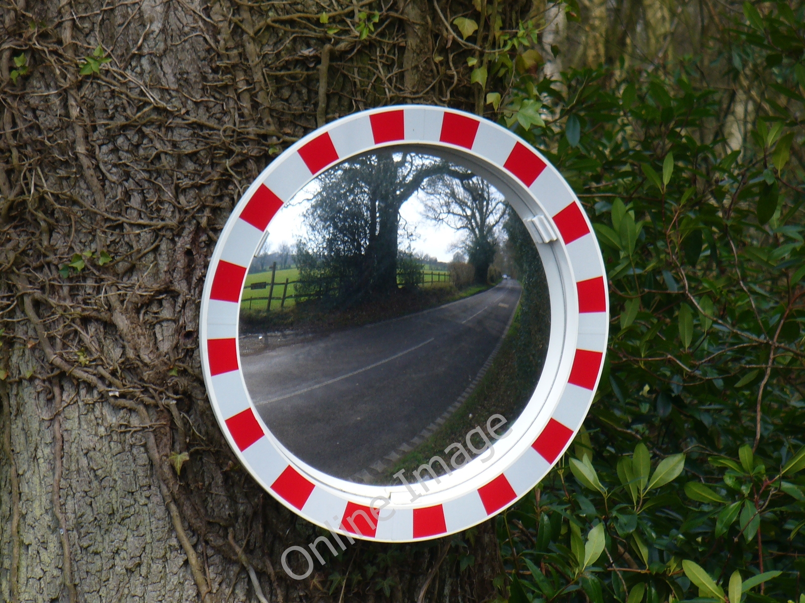 Photo 12x8 Mirror Image Alfold Crossways Round mirror giving warning of ...