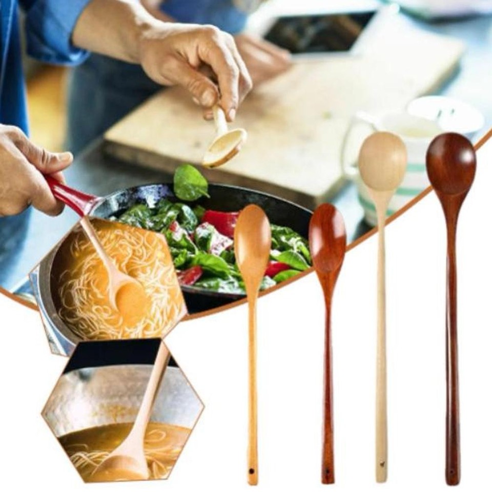 Japanese Wooden Spoon Long Handled Kitchen Mixing Spoon Household Items ...