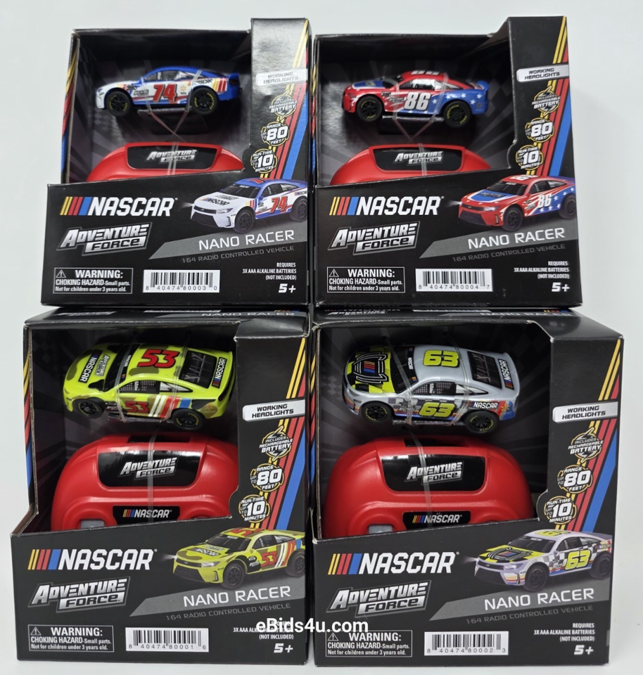 Adventure Force 1:64 RC NASCAR Nano Racer Car Complete Set: #53 #63 #74 ...