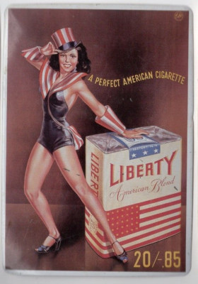 LIBERTY AMERICAN BLEND CIGARETTES - METAL (TIN) ADVERTISING POSTCARD ...