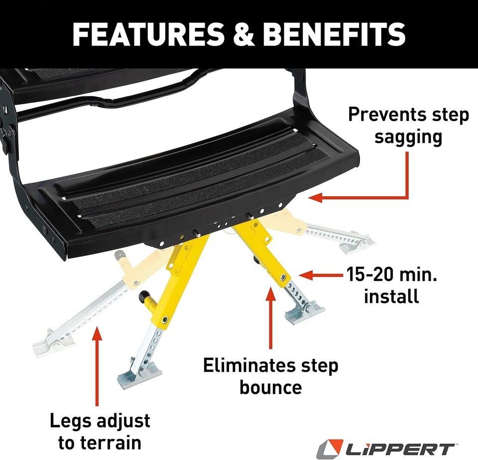 Lippert Solid Stance RV Step Stabilizer Kit for 5th Wheels & Trailers ...