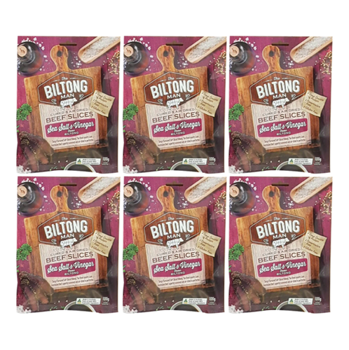 988303 6 x 100g PACKET THE BILTONG MAN SEA SALT & VINEGAR CURED BEEF ...