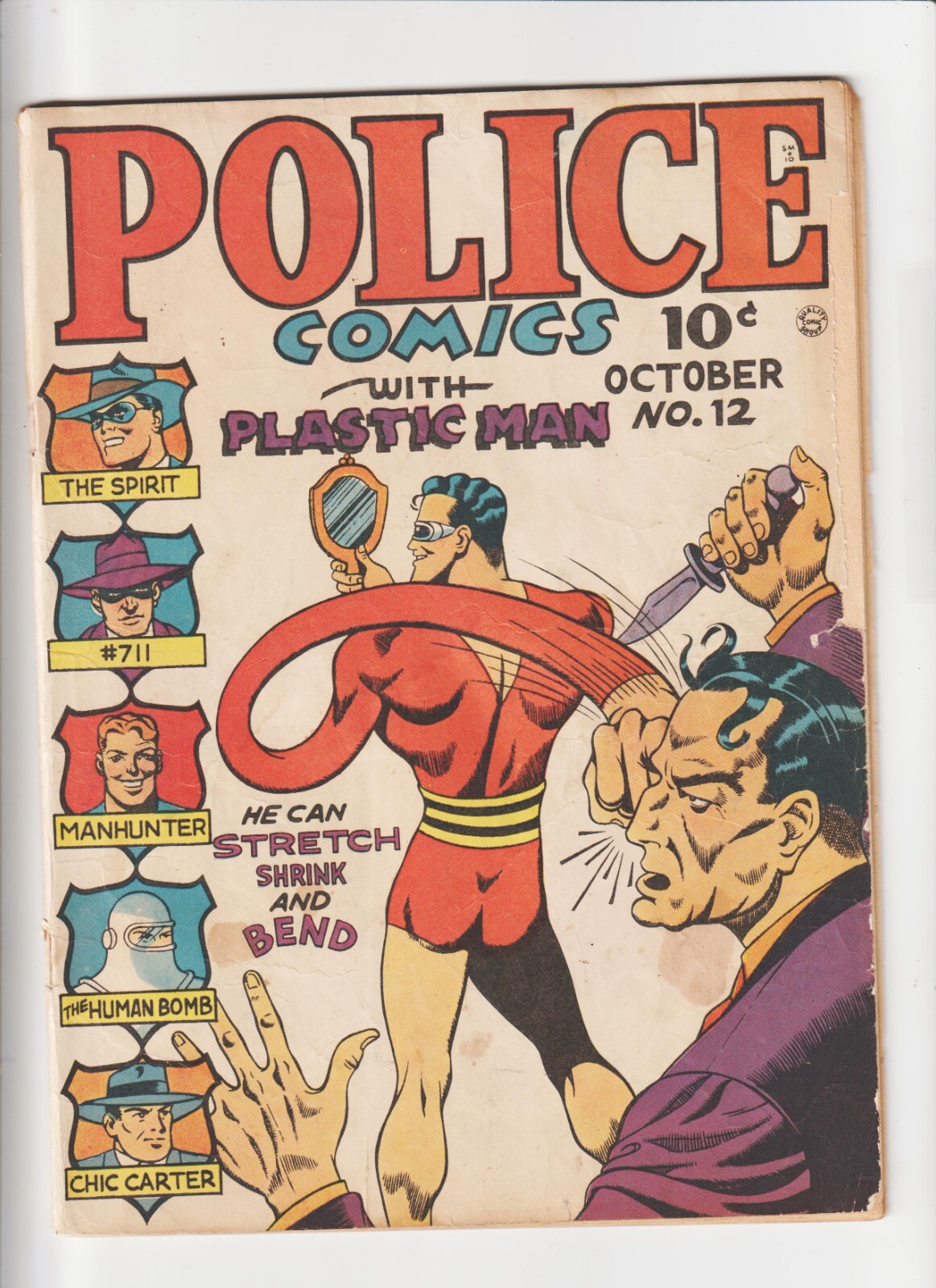 POLICE comics #12 golden age Quaility PLASTIC MAN JACK COLE/ SPIRIT ...