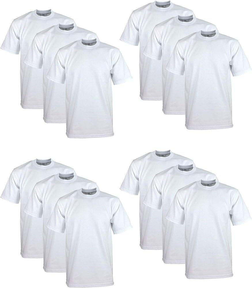 12 PACK PROCLUB PRO CLUB MENS HEAVYWEIGHT WHITE SHORT SLEEVE T SHIRTS ...