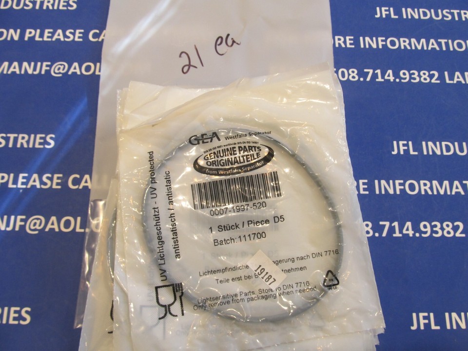 GEA Westfalia Centrifuge O-Ring, EPDM, Westfalia, 0007-1997-520 New ...