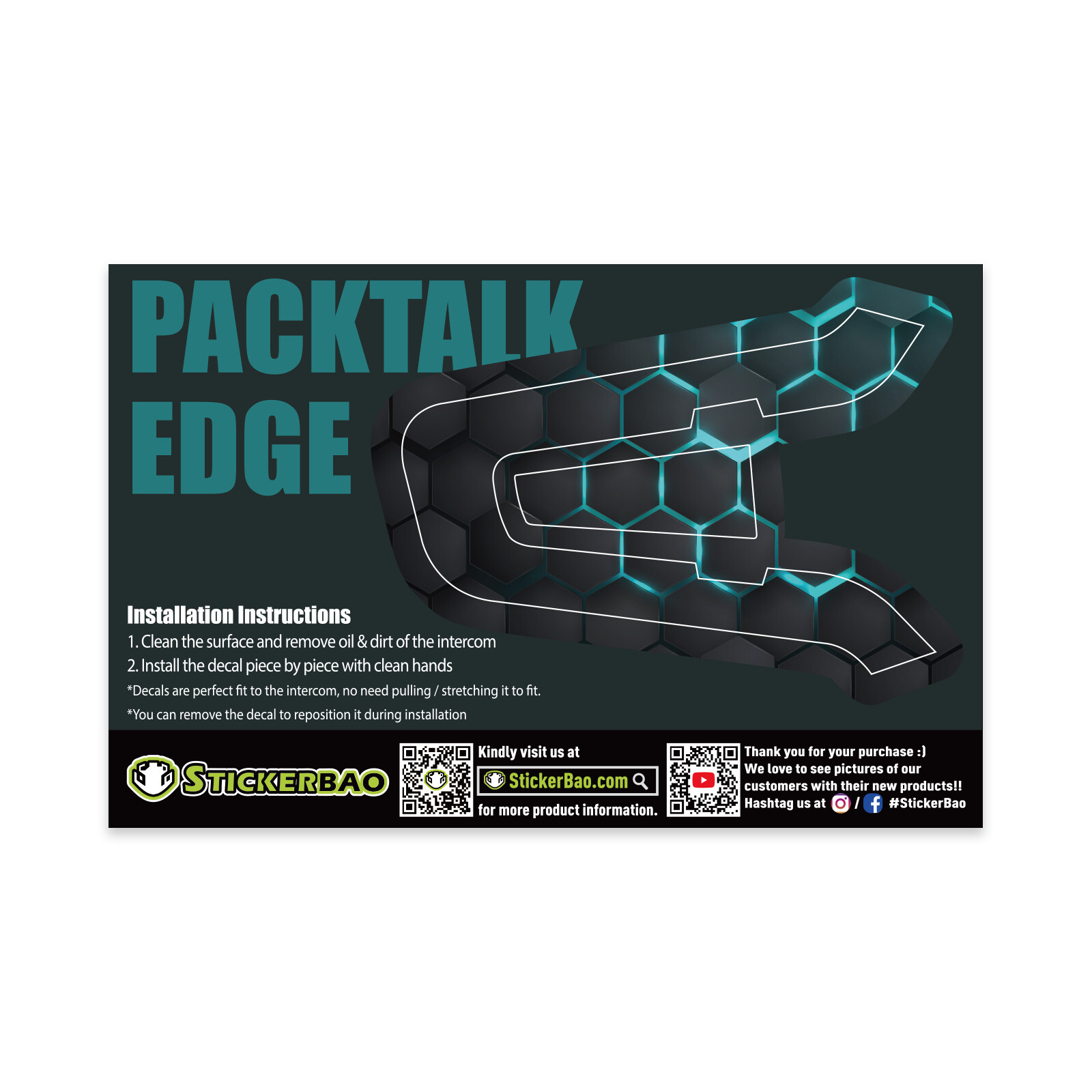 For Cardo Packtalk EDGE Intercom Cover Sticker Skin Protection Decal ...