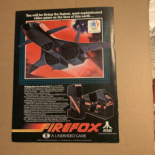 11- 8” Firefox Atari Laserdisc NFL Football arcade video game AD FLYER ...