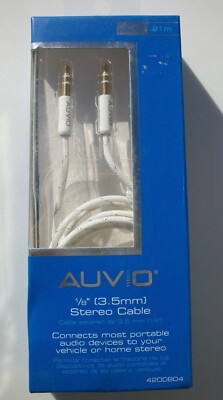 New AUVIO 3ft Stereo Audio Aux Gold Tip Stereo Cable 1/8"(3.5mm) White ...