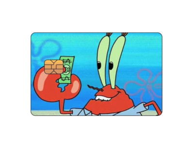 Mr Crabs Money Meme Credit / Debit Card Skin Cover Decal Sticker *SMALL ...