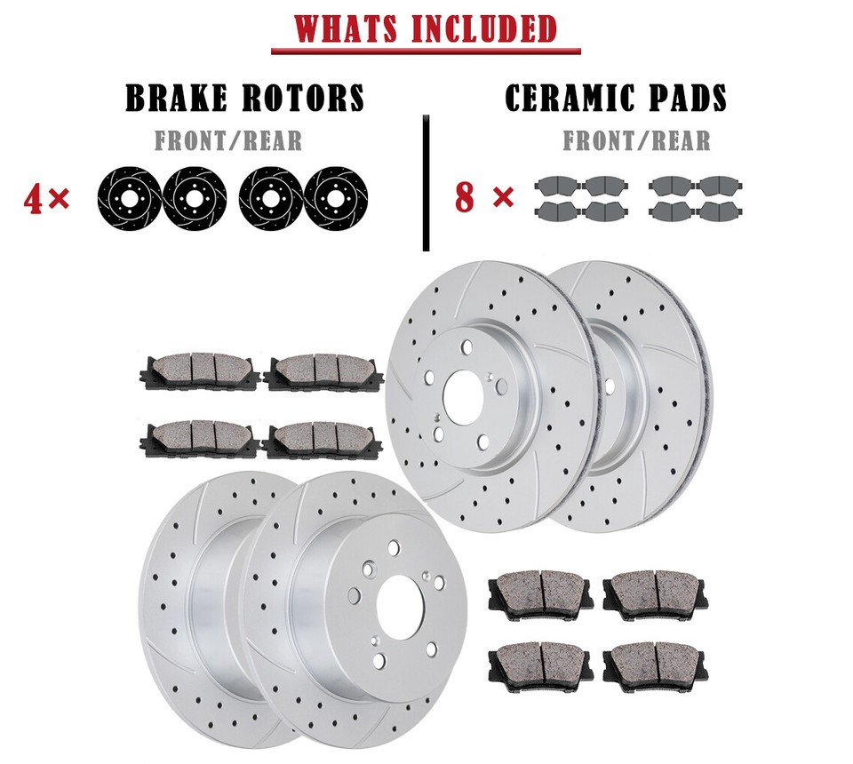 Front Rear Brake Rotors Pads Fit for Toyota Camry 2012 2013 2014-2017 ...