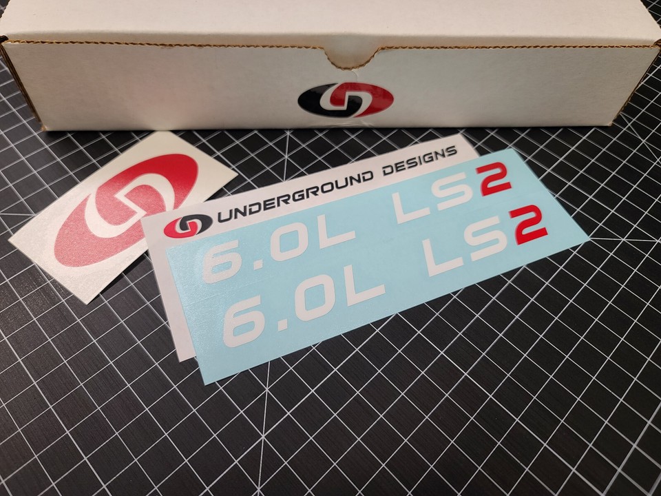 6.0L LS2 Decals (2pk) Racing Hood Stickers 05-07 Corvette 06 GTO 06-09 ...