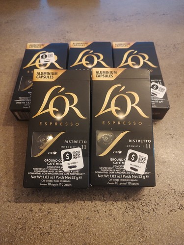5 Boxes L'or Lor Espresso Café Ristretto Intensity 11 50 Pods 1/31/25 ...