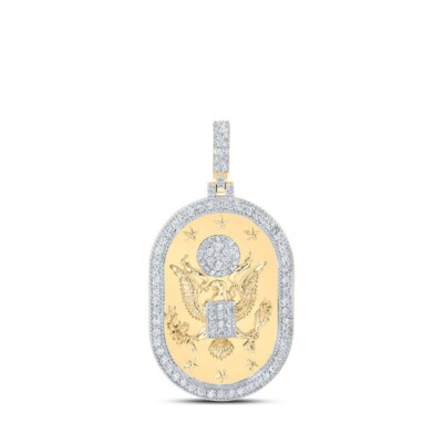 Yellow Gold Diamond Presidential Eagle Charm Pendant 1-3/8 CT For ...