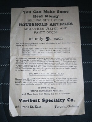 Antique Early 1900's Veribest Specialty Company Toronto Canada ...