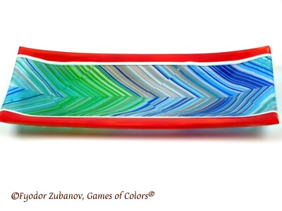 A decorative fused glass plate "Life Stream". | eBay