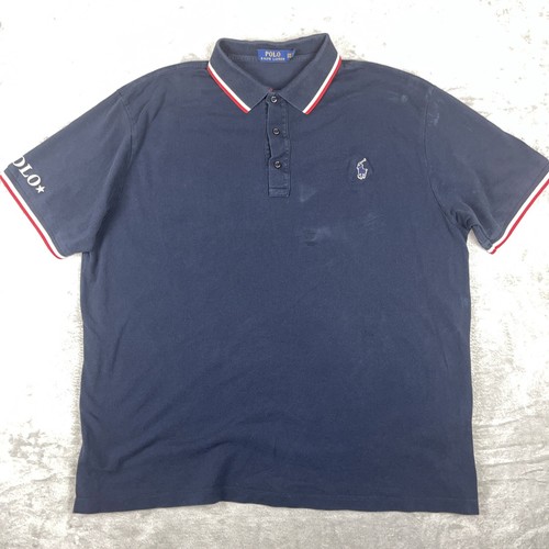 Polo Ralph Lauren Men’s 2XB Shirt Pique Cotton Navy Logo Spellout ...
