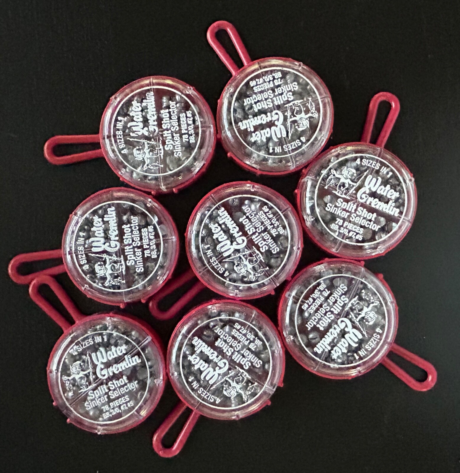 LOT OF 8 Water Gremlin 4 Sizes In 1 SPLIT SHOT Sinker Selector 78 ...
