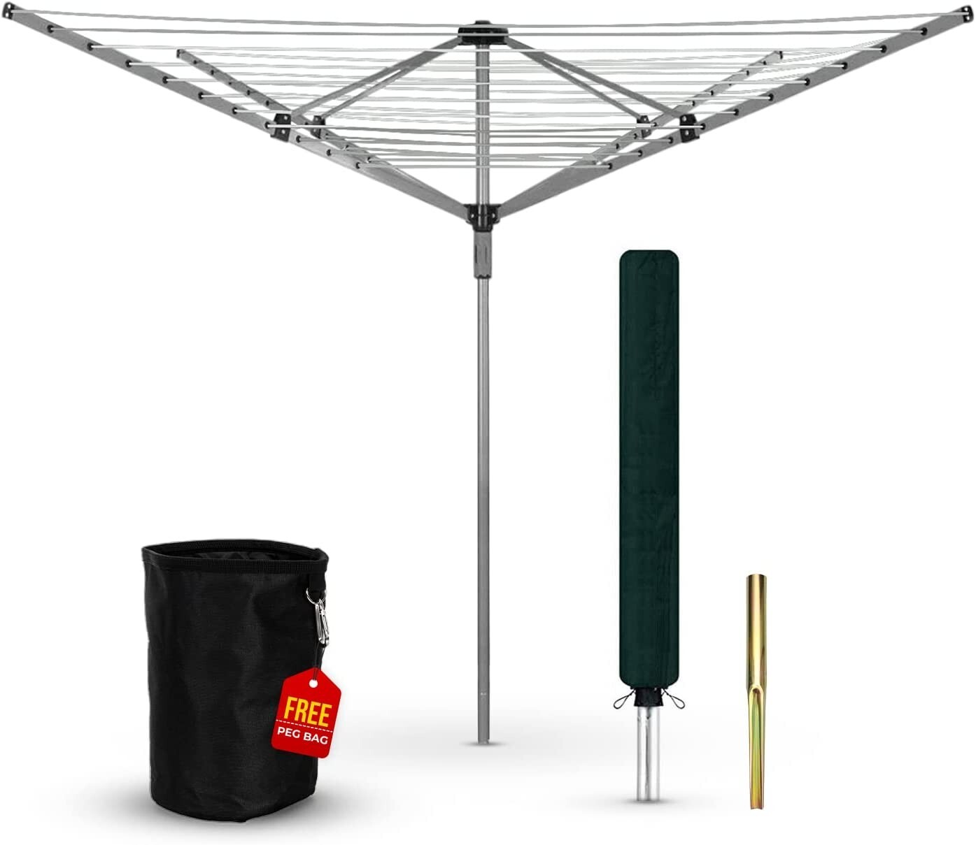 Rotary Airer 60m Garden Clothes Line Dryer 4 Arm Outdoor Washing Line ...