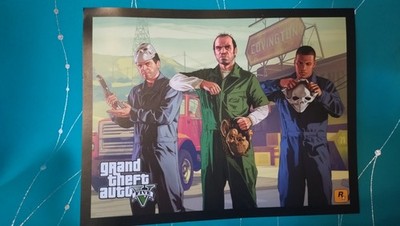Promotional Official Rockstar GTA V Card Lithohraph 8x10 Michael Trevor ...