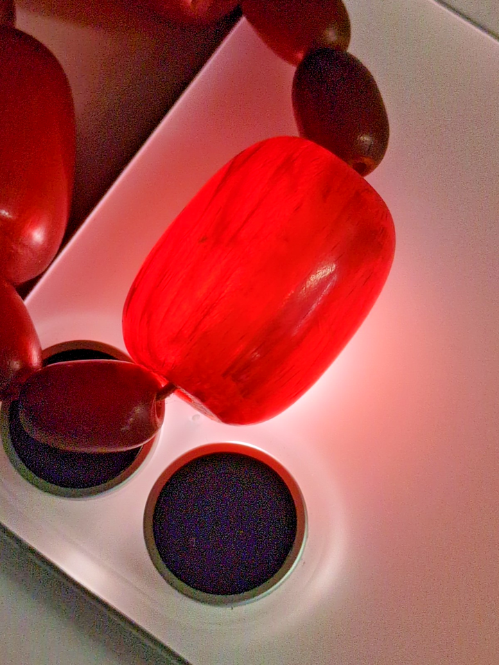 86G VINTAGE LARGE CHUNKY CHERRY RED AMBER BAKELITE BEAD NECKLACE ...