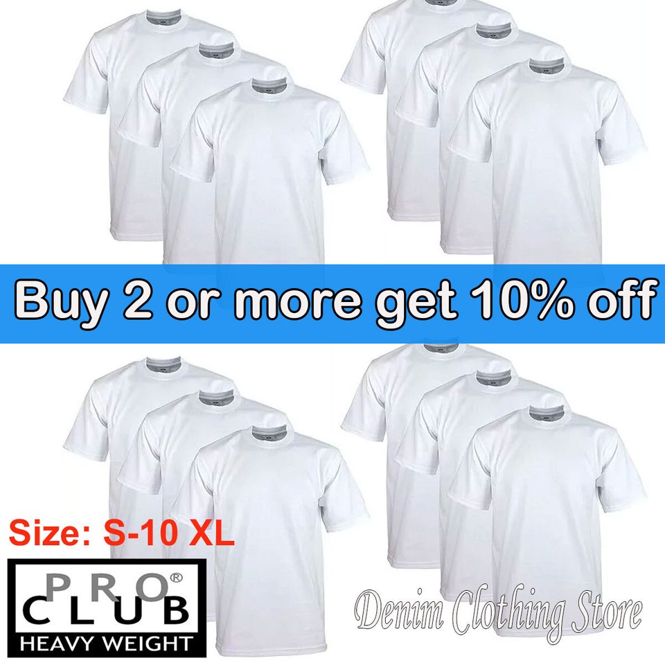 12 PACK PROCLUB PRO CLUB MENS HEAVYWEIGHT WHITE SHORT SLEEVE T SHIRTS ...
