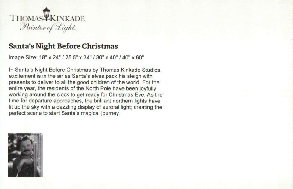 Santa's Night Before Christmas -- Reindeer -- Art Thomas Kinkade Dealer ...